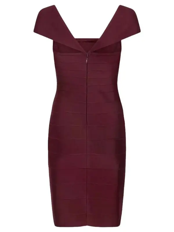 ROTATE BY BIRGER CHRISTENSEN Midi Fitted Knit Dress Dark - Red