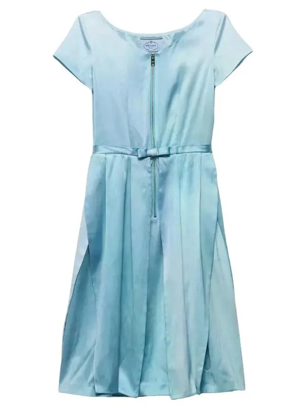 Prada Washed Silk-duchesse Dress - Blue