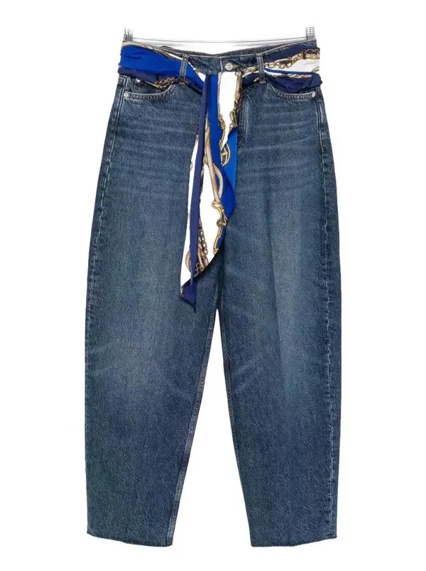 Maje Scarf-belt Raw-cut Jeans - Blue