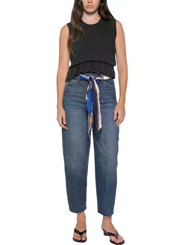 Maje Scarf-belt Raw-cut Jeans - Blue