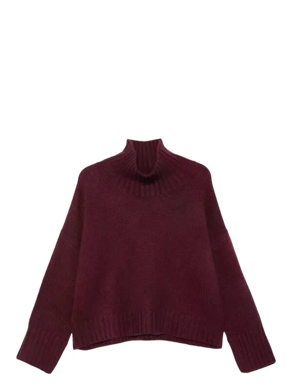 Soft Goat Ribbed-knit Roll-neck Sweater - Purple