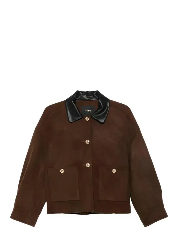 Maje Button-up Shirt-collar Coat - Brown