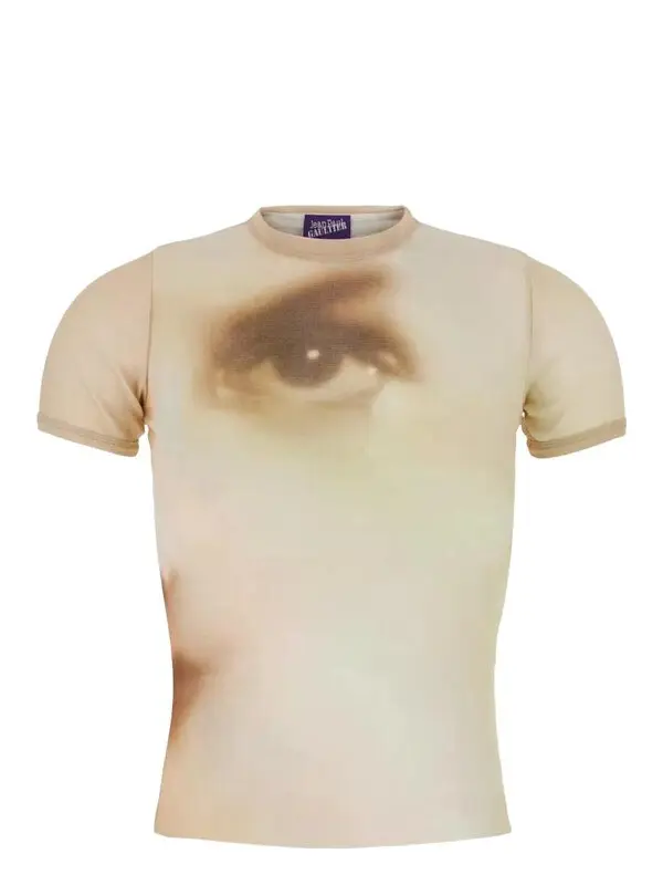 JEAN PAUL GAULTIER Eye-print Mesh T-shirt - Neutrals