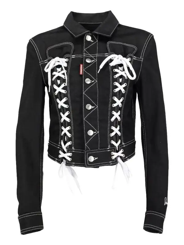 Dsquared2 Lace-up Denim Jacket - Black