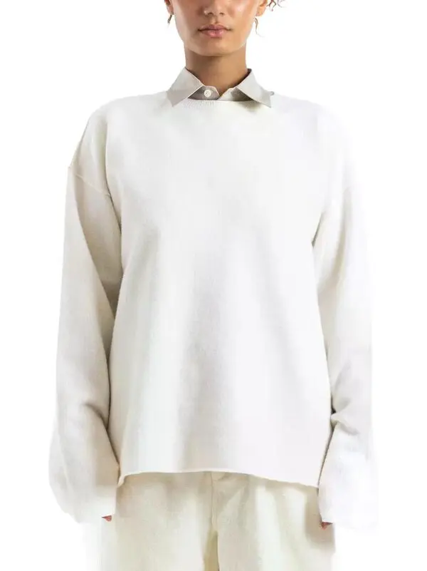 Sofie D'hoore Crew-neck Drop-shoulder Wool Sweater - White