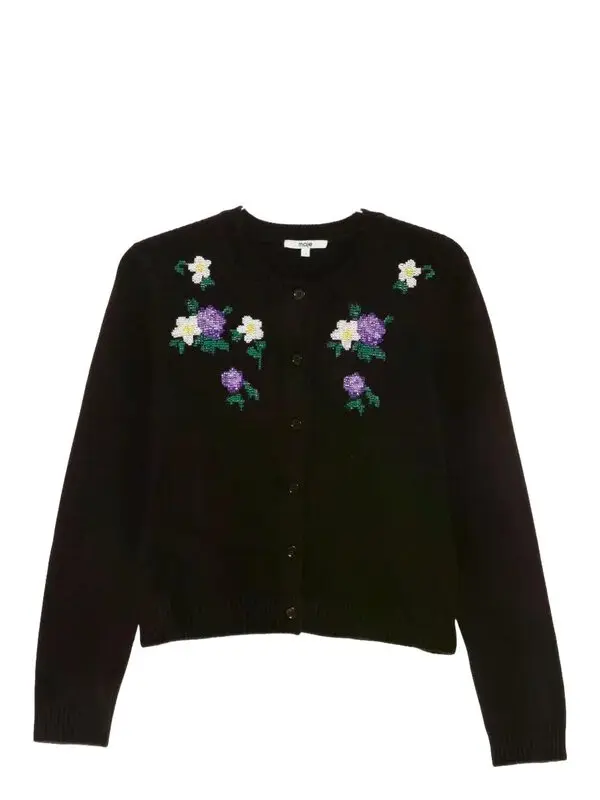 Maje Floral-beaded Cardigan - Brown