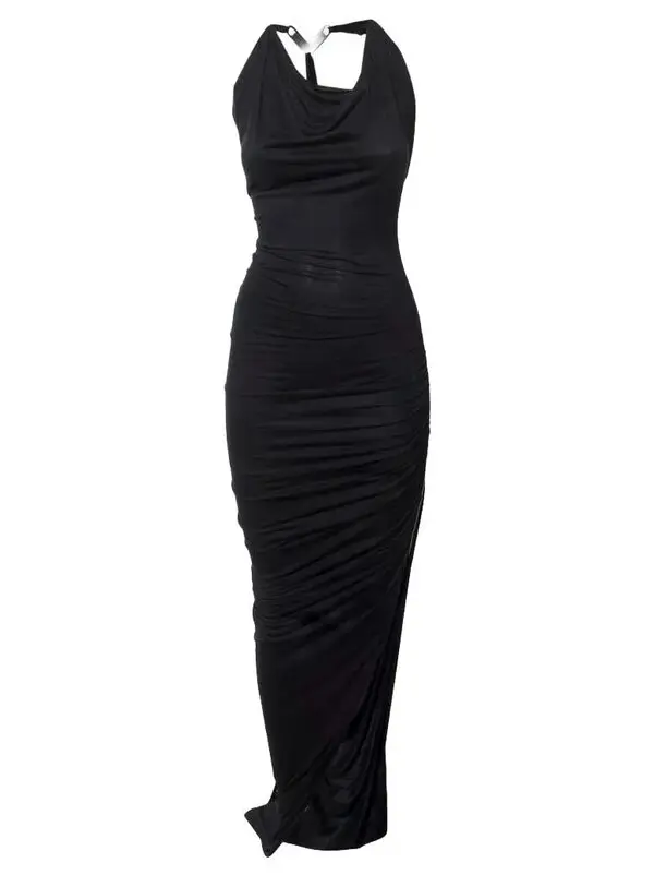 Rick Owens Ruched Jersey Maxi Dress - Black