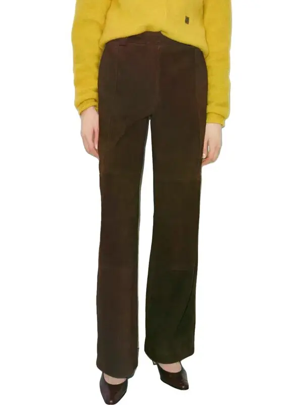 Tory Burch Relaxed-fit Suede Pants - Brown