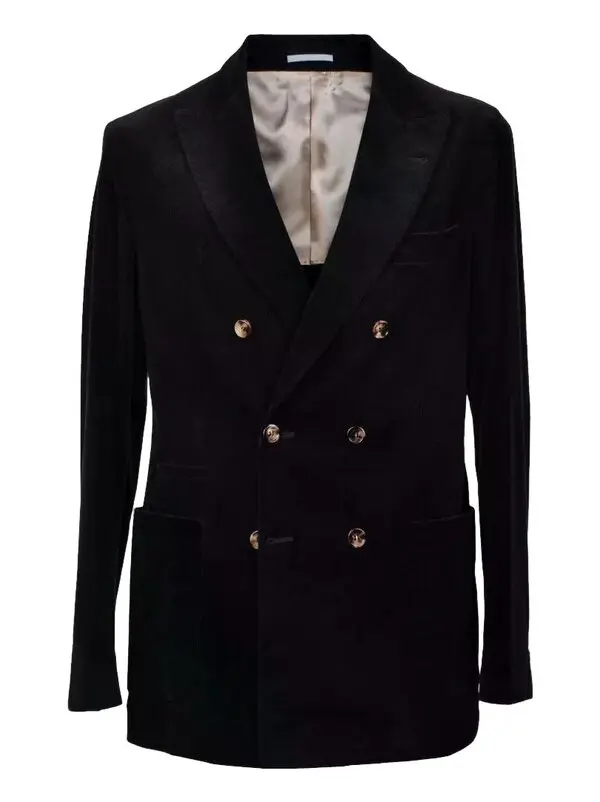 Brunello Cucinelli Double-breasted Corduroy Blazer - Black