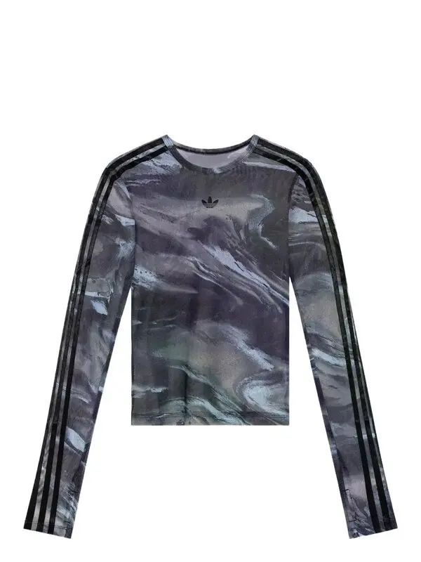 Adidas Abstract-print Long-sleeve T-shirt - Grey