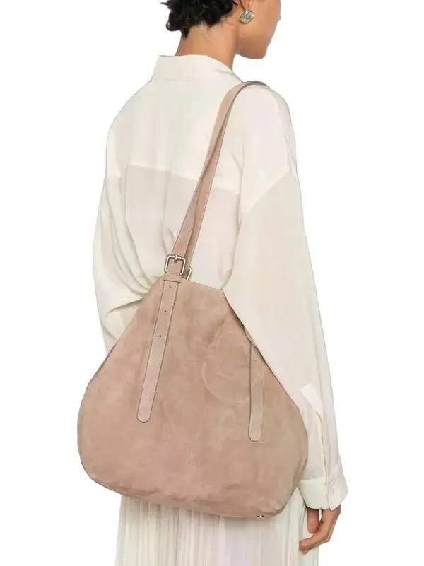 AUTENTICA 504 Galatea Suede Buckle-detail Shoulder Bag - Neutrals