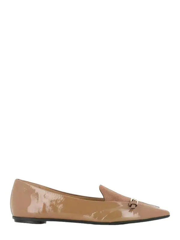DEL CARLO Buckle-detail Pointed-toe Ballet Flats - Neutrals