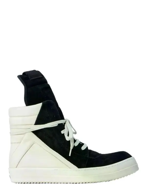 Rick Owens Geobasket Panelled Suede Boots - Black