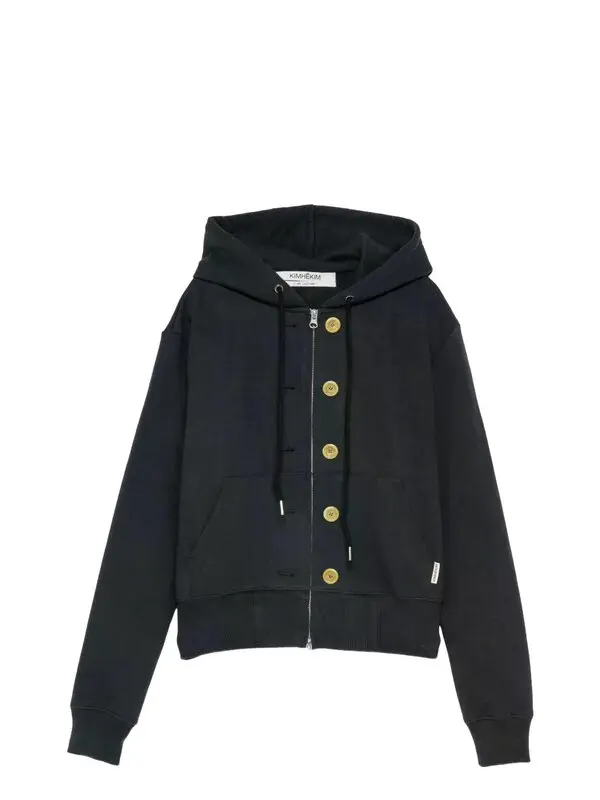KIMHEKIM Ash-button Zip-up Hoodie - Black