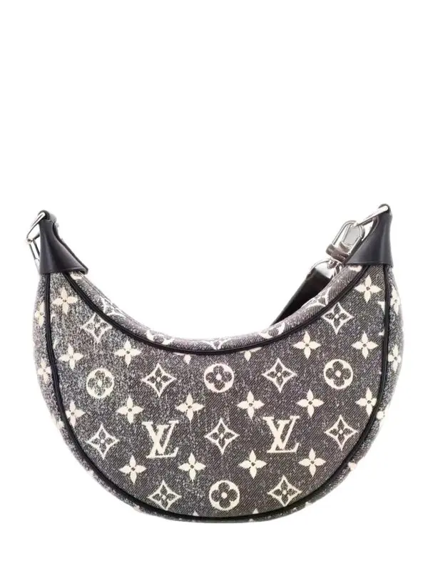 LOUIS VUITTON Loop Handbag Monogram Jacquard Denim Hobo Bag - Black