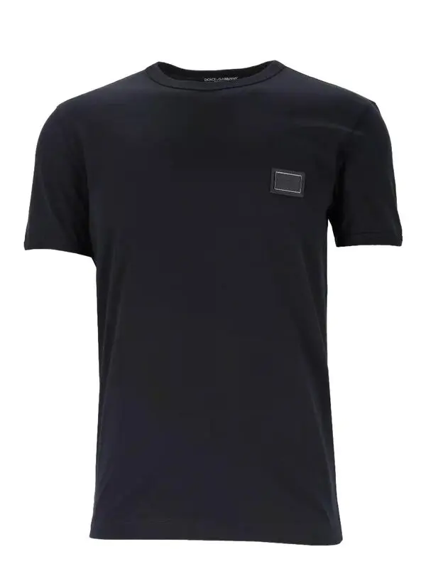 Dolce & Gabbana Cotton T-shirt With Logo Plate - Black