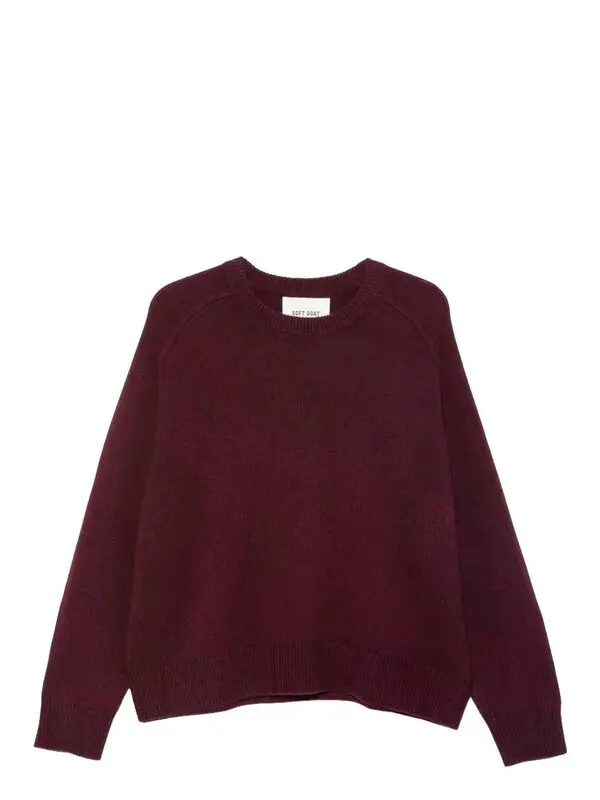 Soft Goat Raglan-sleeve Ribbed-trim Sweater - Purple