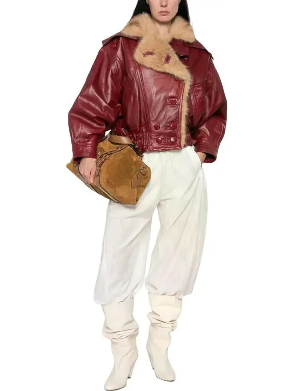 Isabel Marant Étoile Shearling-trim Leather Jacket - Red