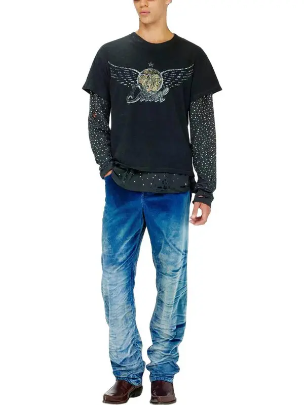 DIESEL® Cotton-hemp T-shirt With Concert Graphics - Black