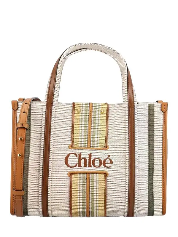 Chloé Small Woody Loop Tote Bag In Canvas - Neutrals