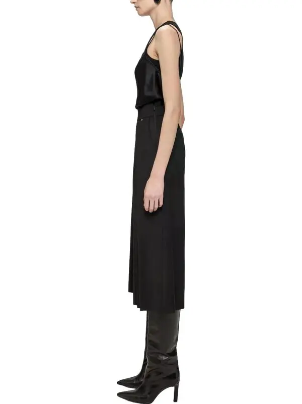NISSA Satin Layered-effect Top - Black