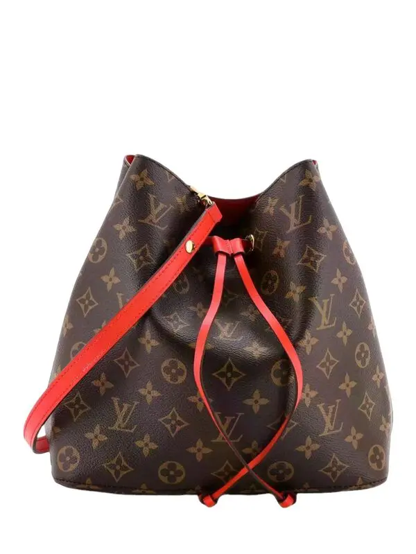 LOUIS VUITTON Neonoe Handbag Monogram Canvas With Leather Mm Bucket Bag - Red