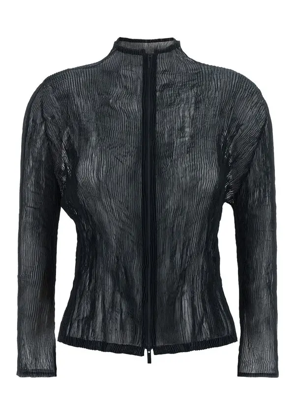 Issey Miyake Chiffon Twist 1' Cardigan - Black