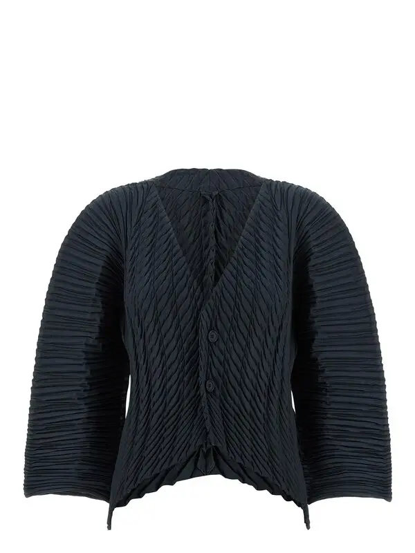 Issey Miyake Unfurling Pleats' Cardigan - Black