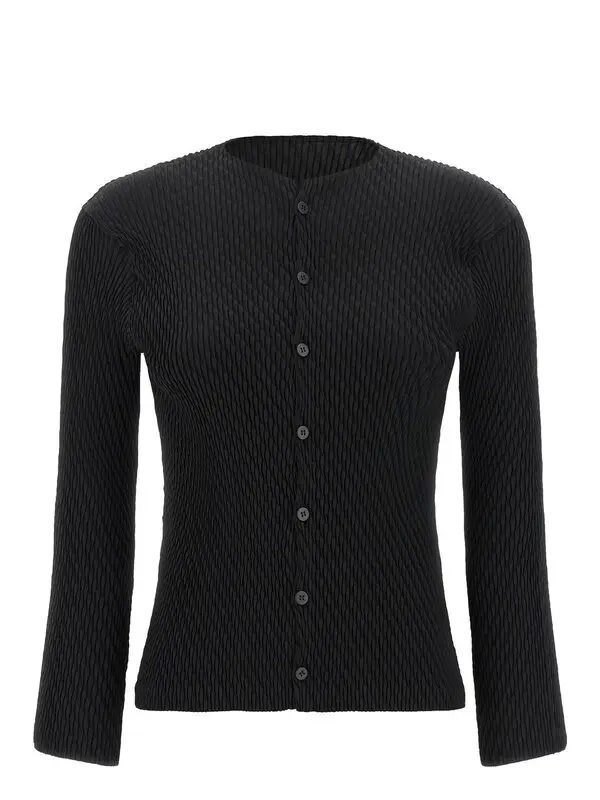 Issey Miyake Rhombus Pleats' Cardigan - Black