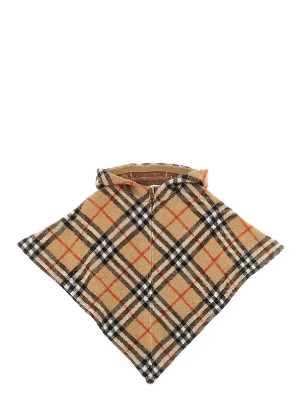 Burberry Wool Blend Check Cape - Beige