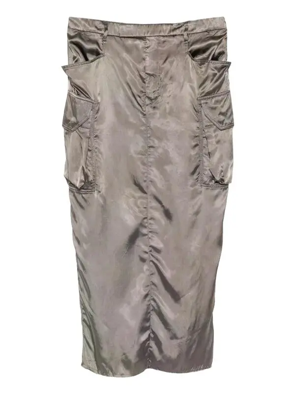 Rick Owens Firbanks Satin Cargo Maxi Skirt - Grey