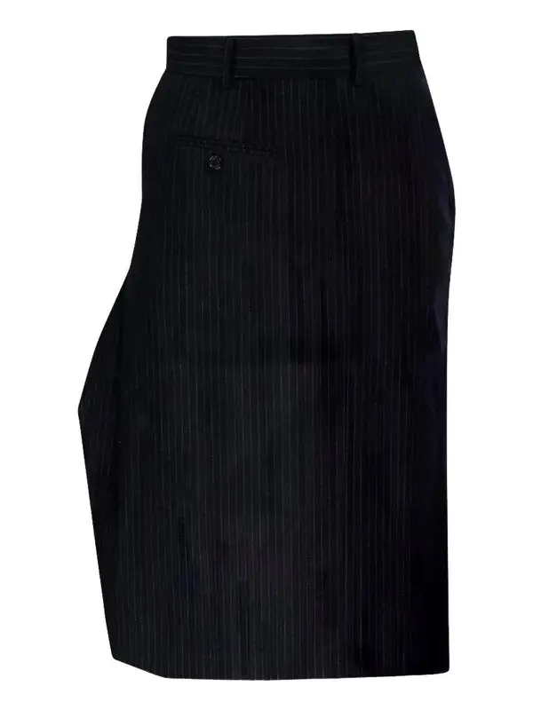 RE CODE Pinstripe-pattern Pleated Midi Skirt - Black