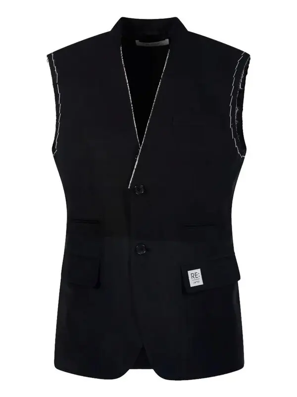 RE CODE Raw-edge Contrast-stitch Waistcoat - Black