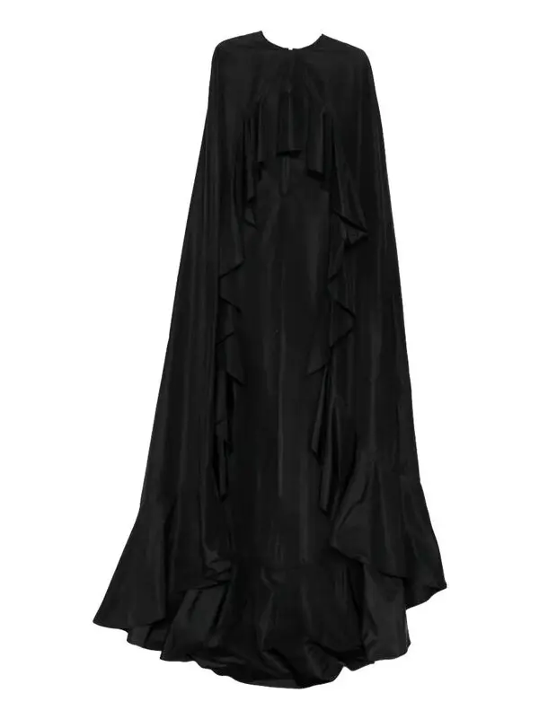 Naeem Khan Ruffled Silk Cape - Black