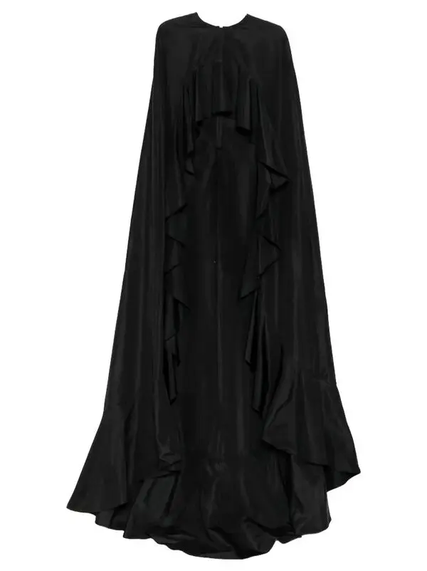 Naeem Khan Ruffled Silk Cape - Black
