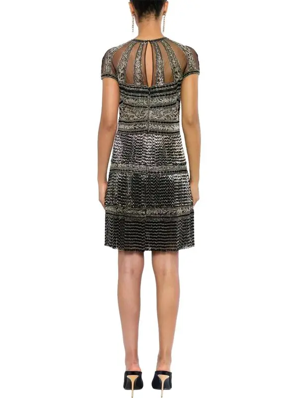 Naeem Khan Art Deco Fringe Dress - Black