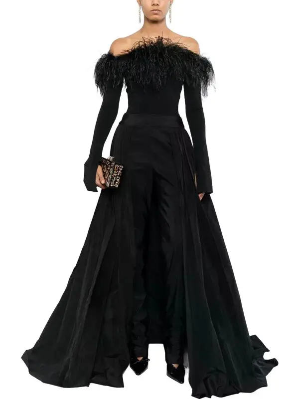 Naeem Khan Overskirt Silk Trousers - Black