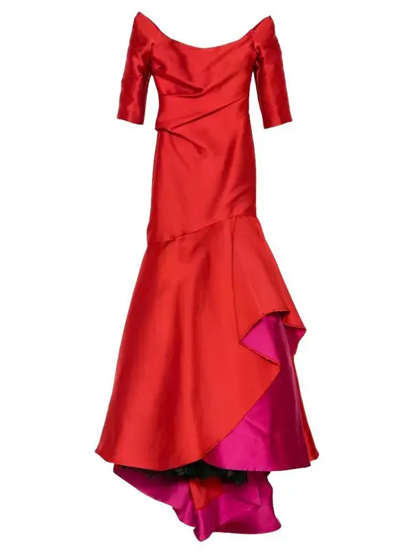Monique Lhuillier Off-shoulder Fishtail Gown - Red