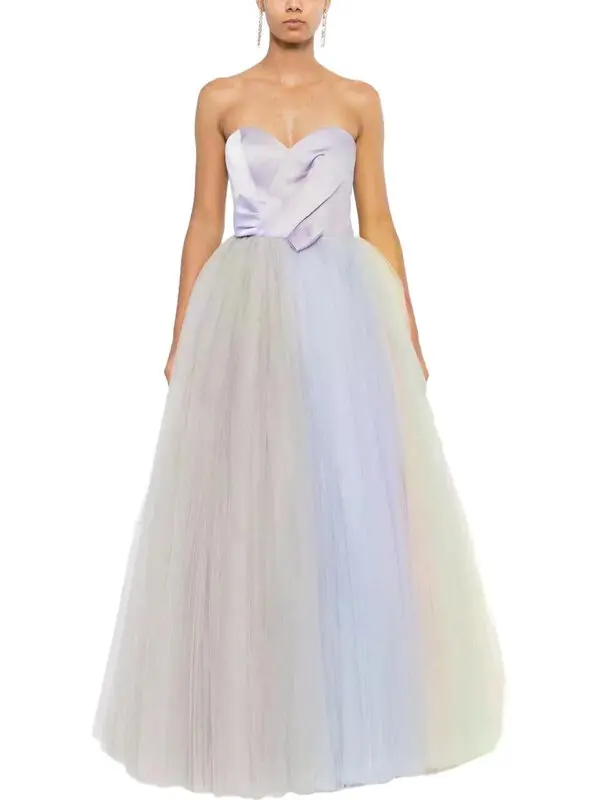 Viktor & Rolf Strapless Rainbow Tulle Gown - Purple