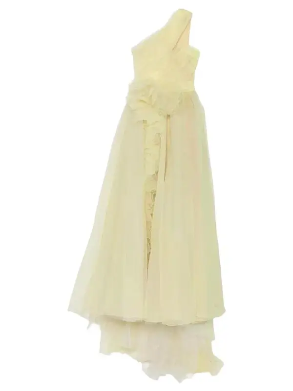 Marchesa One-shoulder Ruffled Gown - Yellow