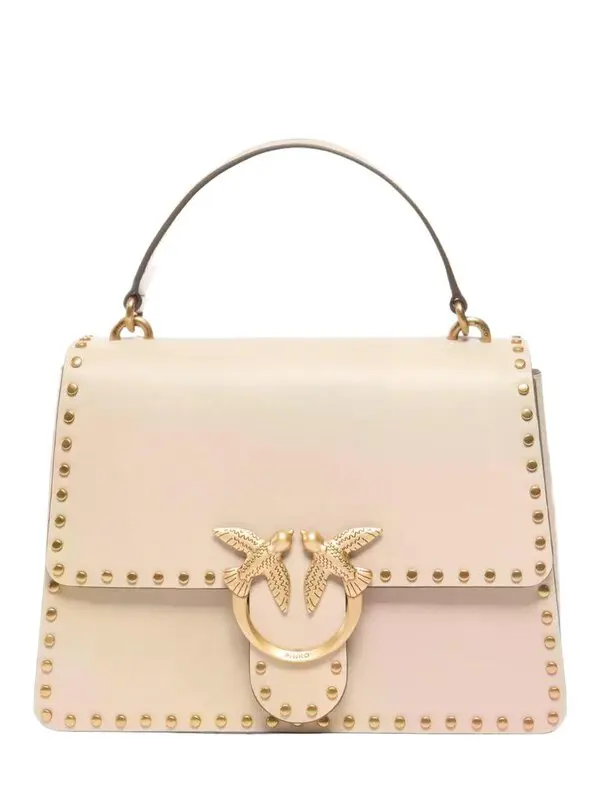 Pinko Love Birds Stud-embellished Tote Bag - Neutrals