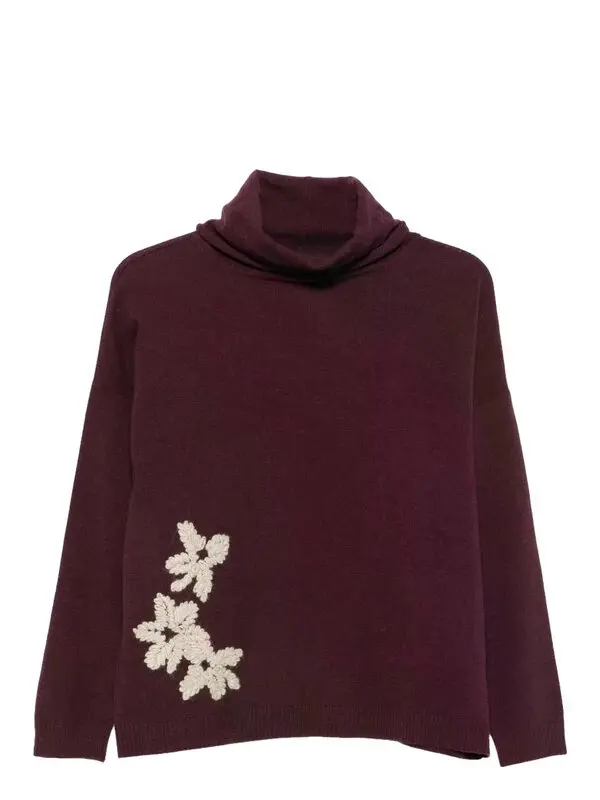 WHYCI MILANO Maglieria Floral-applique Roll-neck Sweater - Purple