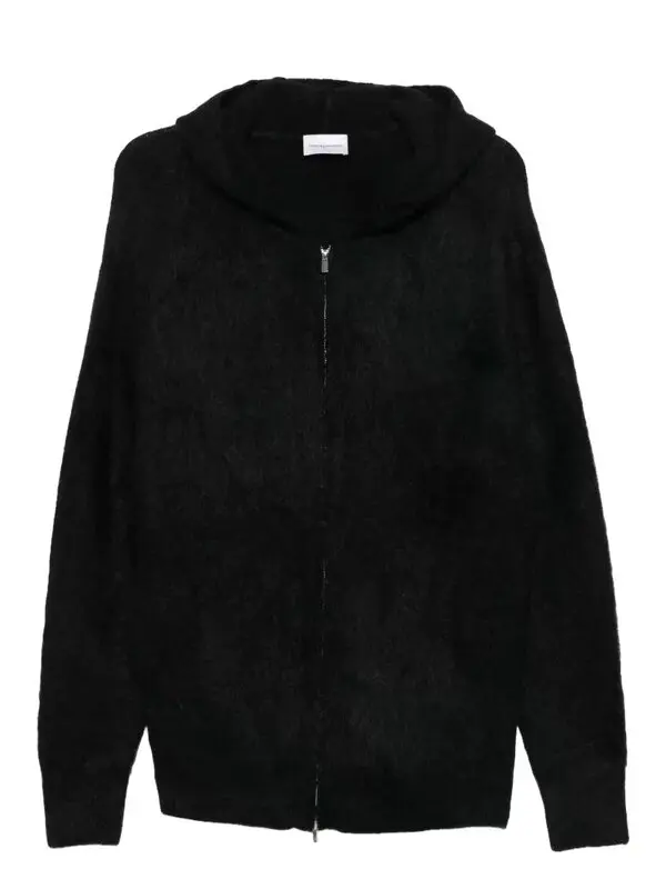 7 For All Mankind Zip-up Hooded Cardigan - Black