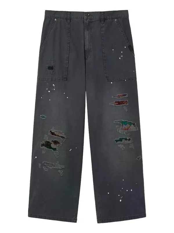 AFTERMATHS Paint-splatter Distressed-effect Jeans - Grey