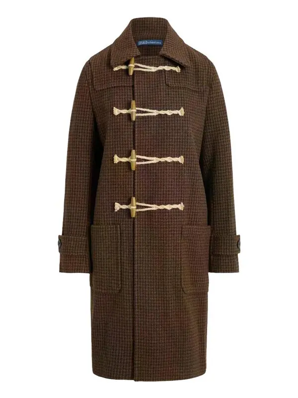 Polo Ralph Lauren Houndstooth Wool Toggle Coat - Brown