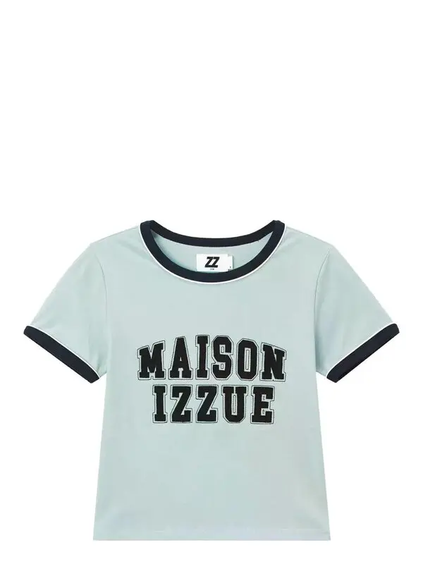 Izzue Logo-print Ringer T-shirt - Blue