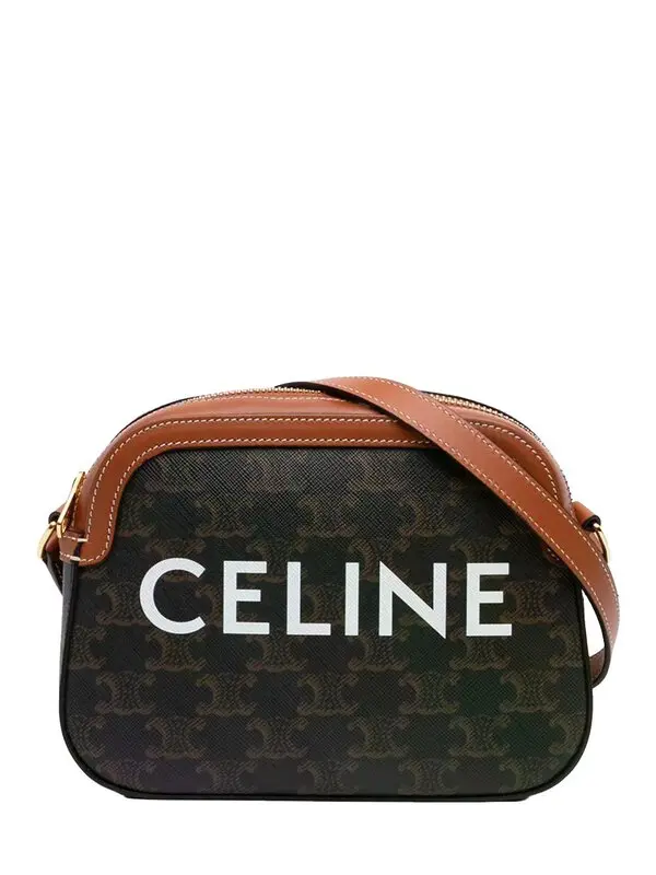 Celine 2020 Small Triomphe Coated Canvas Logo Camera Bag Crossbody Bag - Brown