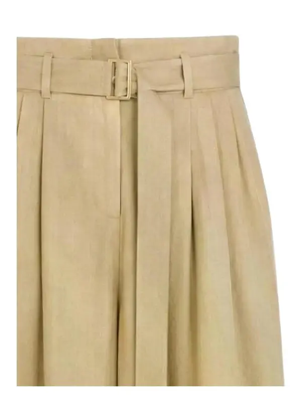 Max Mara Belted Pleated Palazzo Pants - Neutrals
