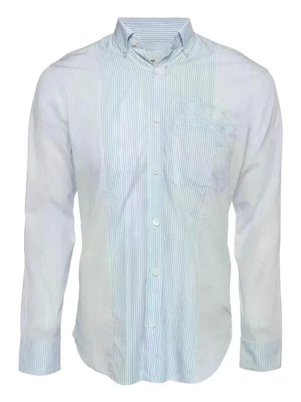 Burberry Striped Logo-embroidered Shirt - Blue