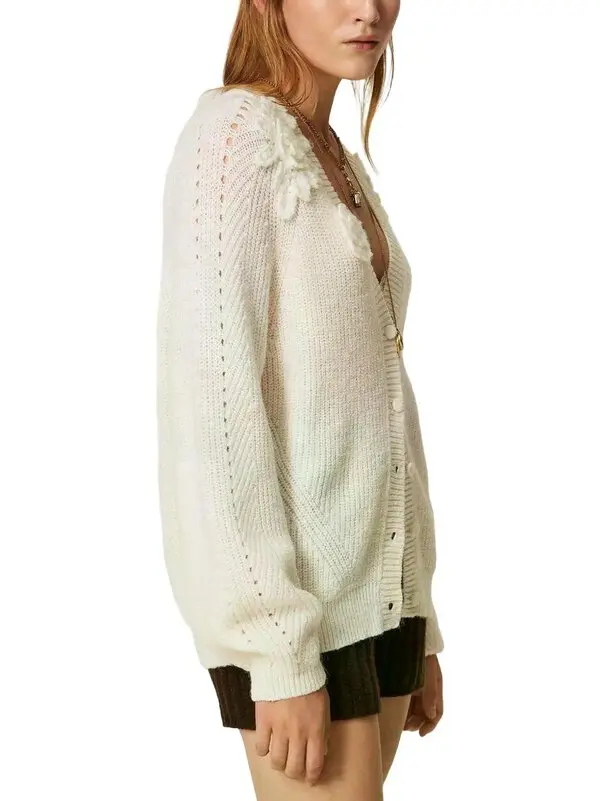 TWINSET Crochet Flower Appliqué Cardigan - Neutrals